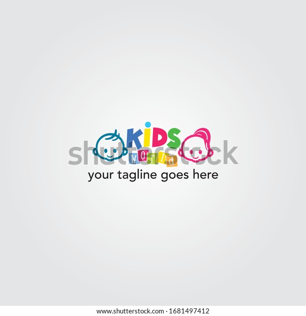 Kids world vector logo design, Kid world Creative logo design