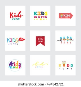 Kids Zone Banner Design Set Colorful: vector de stock (libre de ...