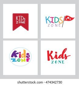 Kids Zone Banner Design Set Colorful: vector de stock (libre de ...