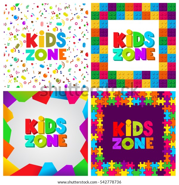 Kids Zone Banner Design Set Children Stock Vector (Royalty Free ...