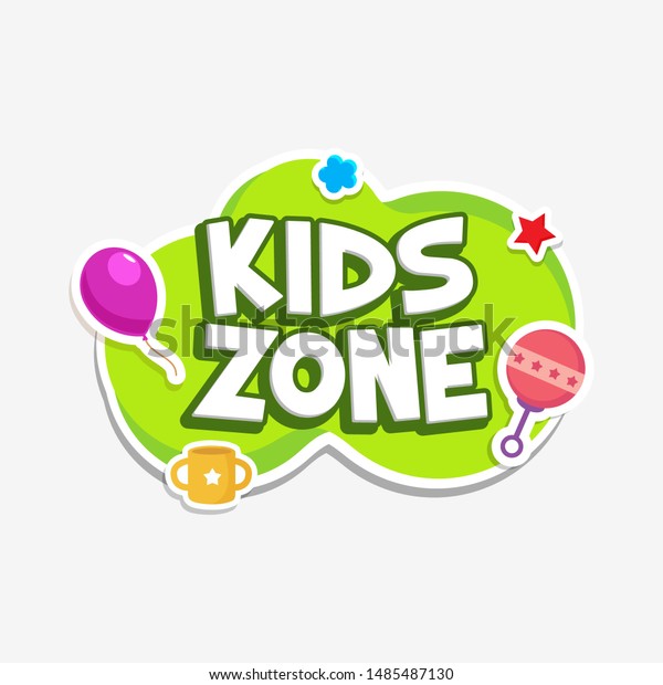 Kids Zone Label Text Sticker Childish Stock Vector (Royalty Free ...