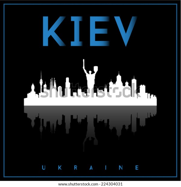 Kiev Ukraine Skyline Silhouette Vector Design 스톡 벡터(로열티 프리) 224304031 ...