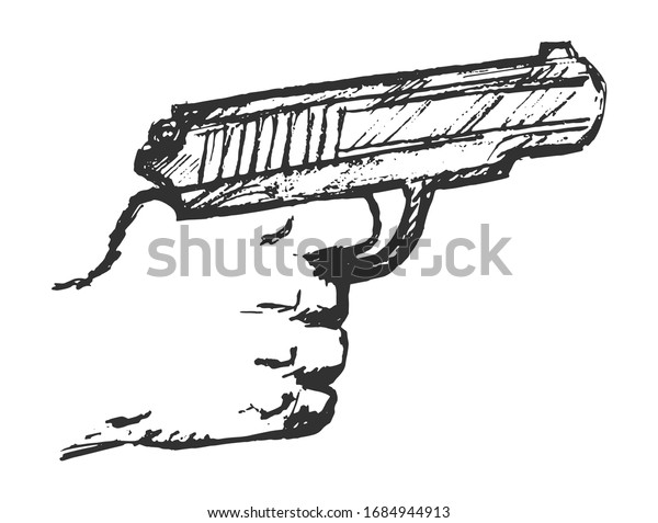 Killer Gun Hand Weapon Vector Sketch Stock Vector (Royalty Free ...
