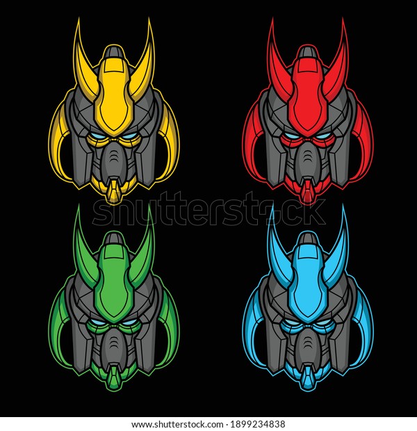 Killer Robot Head Illustration Pack Commercial Stock Vector (Royalty ...