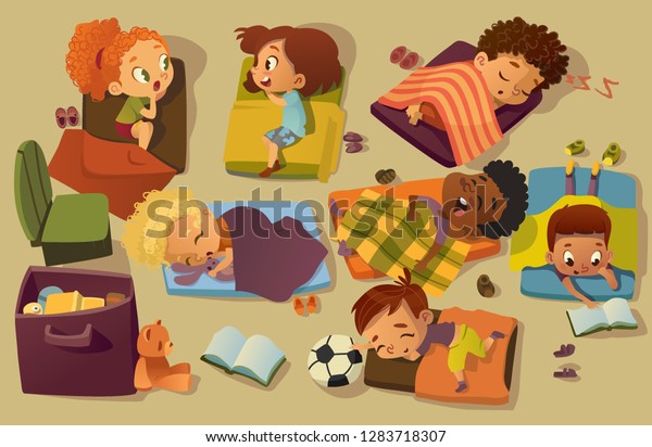 Kindergarten Nap Time Kid Vector Illustration 库存矢量图（免版税）1283718307 ...