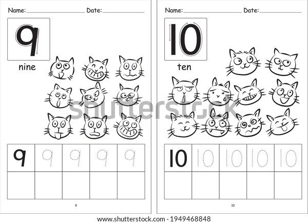 Kindergarten Pre School Number 1 10 Stock Vector (Royalty Free ...