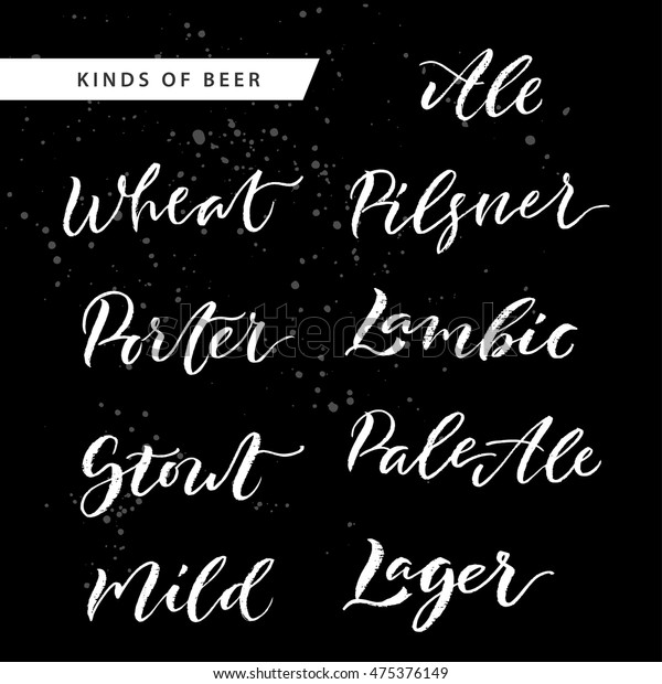 Kinds Beer Hand Lettering Set Vector Stock Vector (Royalty Free ...