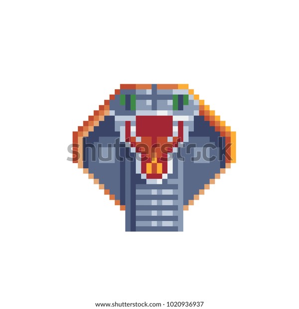 King Cobra Pixel Art Icon Snake: vector de stock (libre de regalías ...