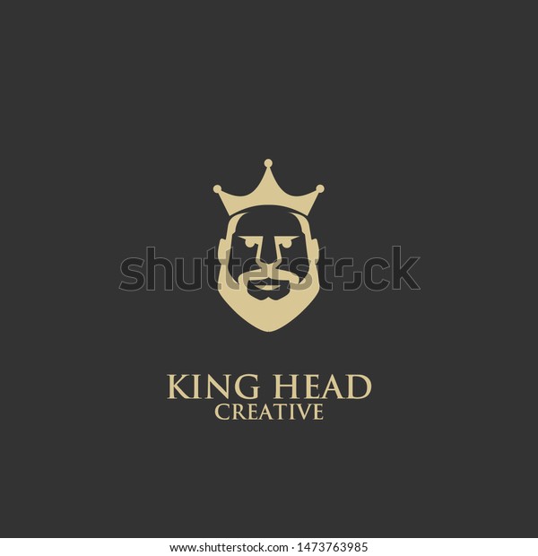 King Head Face Logo Gold Black Stock Vector (Royalty Free) 1473763985