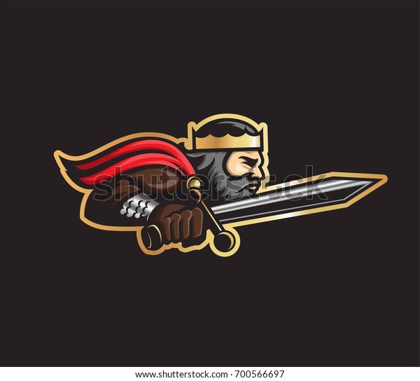 King Holding His Hand Sword Vector Stock Vector (Royalty Free) 700566697