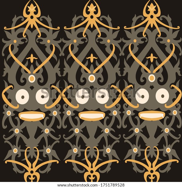 King Monkey Motif Dayak Borneo Batik Stock Vector (Royalty Free ...