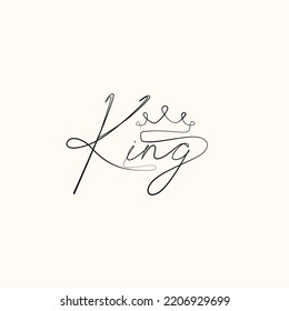 King One Line Illustration King Typography Stock Vector (Royalty Free ...