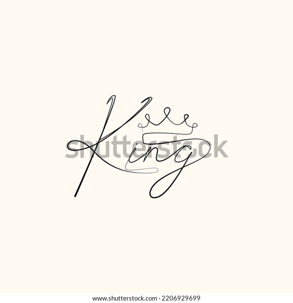 King One Line Illustration King Typography Stock Vector (Royalty Free ...