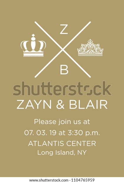 King Queen Gold Wedding Invitation Stock Vector (Royalty Free ...