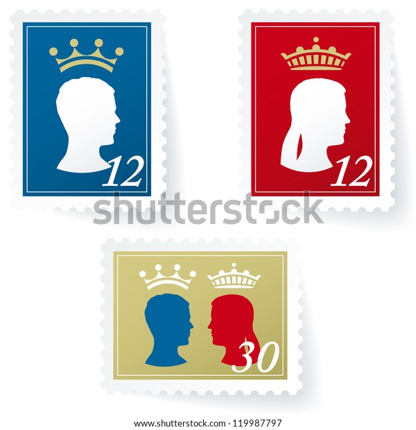 King Queen Stamps Stock Vector (Royalty Free) 119987797 | Shutterstock