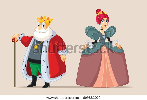 King Queen Vector Cartoon Royal Couple Stock Vector (Royalty Free ...