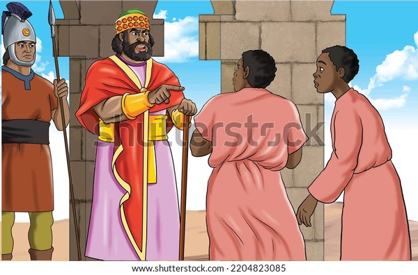 King Stands Two Slaves Front Him Stock Vector (Royalty Free) 2204823085 ...