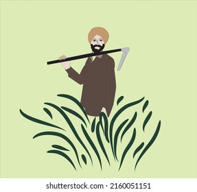 Kisan Farmer Working Field Vector Illustration Stock Vector (Royalty ...
