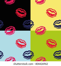 Kiss Print Seamless Pattern Set Backgrounds Stock Vector (Royalty Free ...