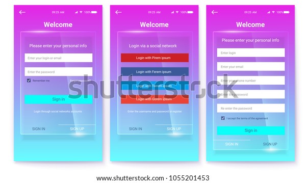 Kit Ux Screen On Glass Background Stock Vector (Royalty Free ...