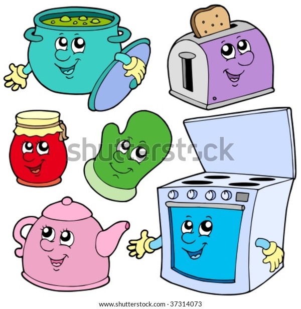 Kitchen Cartoons On White Background Vector Stock Vector (Royalty Free ...