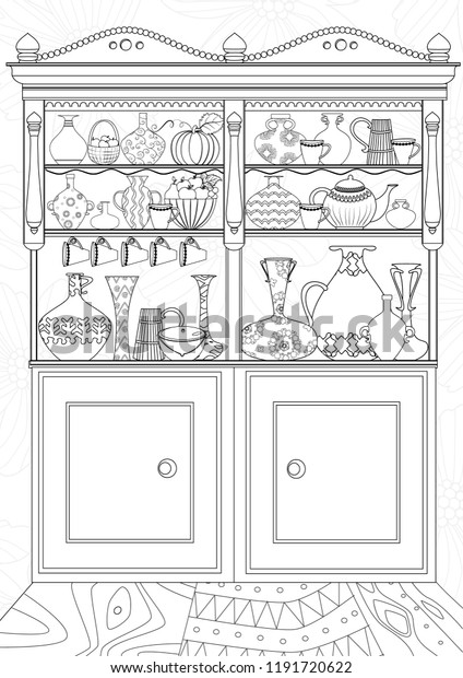 Kitchen Cupboard Your Coloring Book Stock Vector (Royalty Free ...