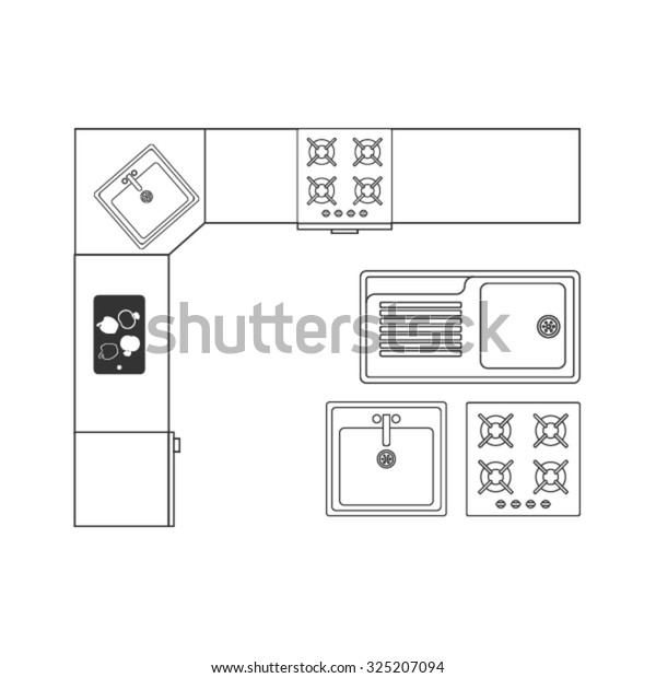 Kitchen Equipment Top View Stock Vector (Royalty Free) 325207094