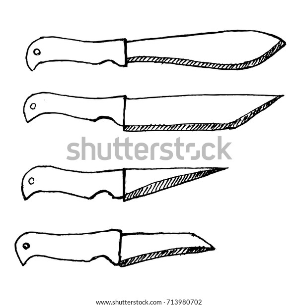 Kitchen Knives Ink Drawing Stock Vector (Royalty Free) 713980702 ...