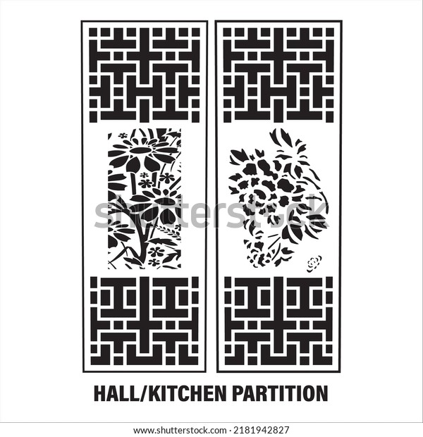 Kitchen Partition Design Laser Cutting Cnc Stock Vector (Royalty Free ...