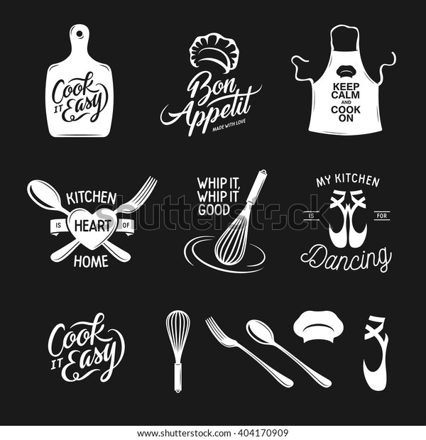 Kitchen Related Typography Set Quotes About Stock Vector (Royalty Free ...