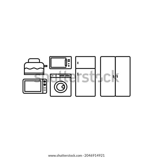 Kitchen Set Line Art Vector Stock Vector (Royalty Free) 2046914921 ...