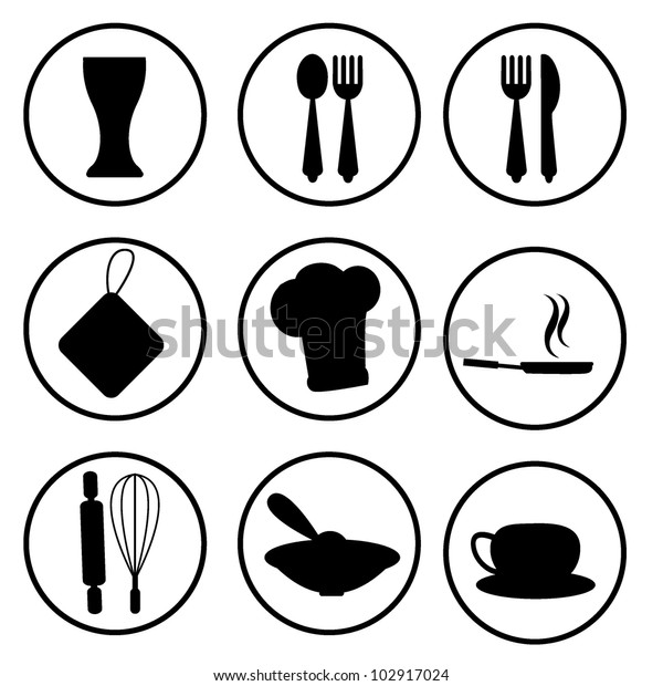 Kitchen Stuff Icons Food Menu Web Stock Vector (Royalty Free) 102917024 ...