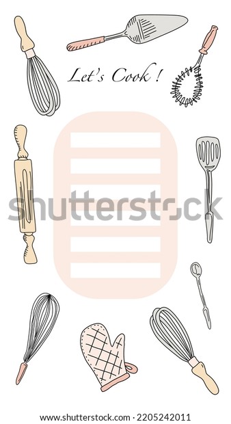 Kitchen Utensils Cook Book Page Vector Stock Vector (Royalty Free ...