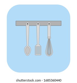 Kitchen Utensils On White Background Stock Vector (Royalty Free ...