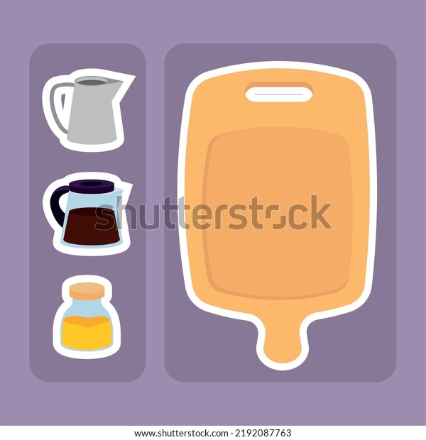 Kitchen Utensils Stickers Icon Set Stock Vector (Royalty Free ...