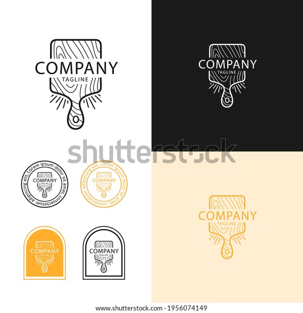 Kitchen Wood Board Logo Set Vector Stock Vector (Royalty Free ...