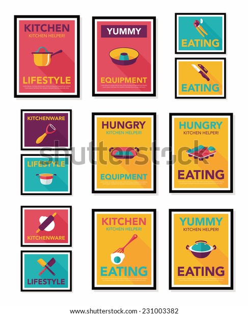 Kitchenware Poster Flat Banner Design Flat Stock Vector (Royalty Free ...