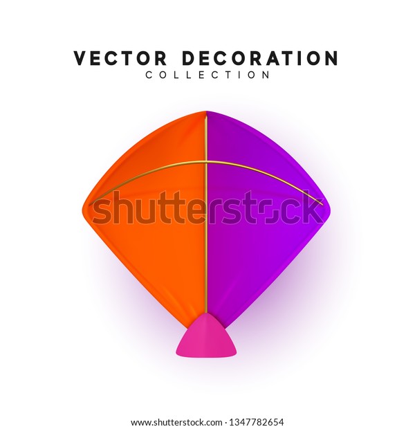 Kite Flying Realistic Isolated Vector Graphics Stock Vector (Royalty ...