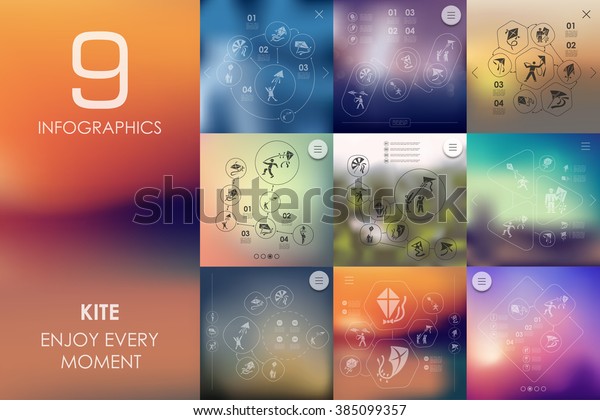 Kite Infographic Unfocused Background Stock Vector (Royalty Free ...