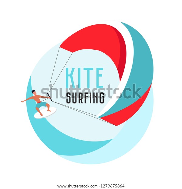 Kitesurfing Logo Template Surfer On Board Stock Vector (Royalty Free ...