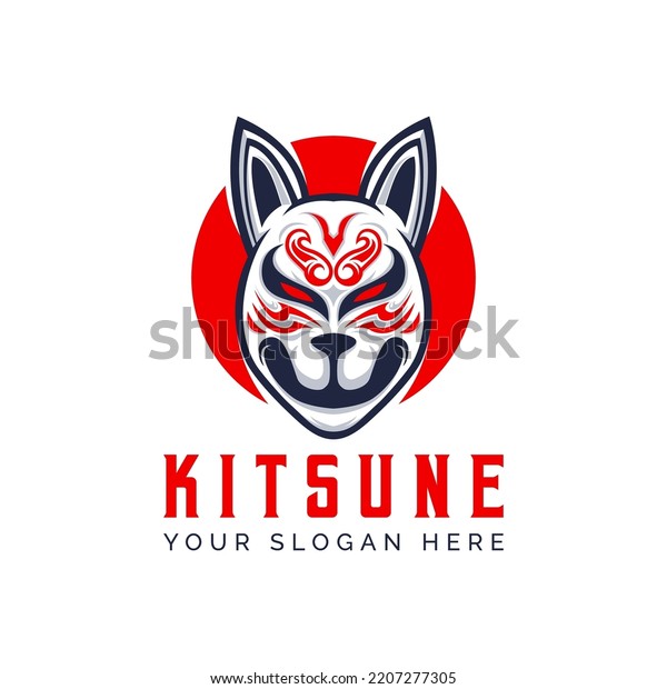 Kitsune Head Japanesee Wolf Logo Vector Stock Vector (Royalty Free ...