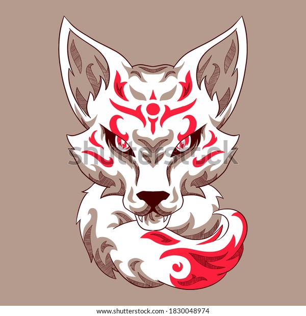 Kitsune Illustration Design Tshirt Stock Vector (Royalty Free ...