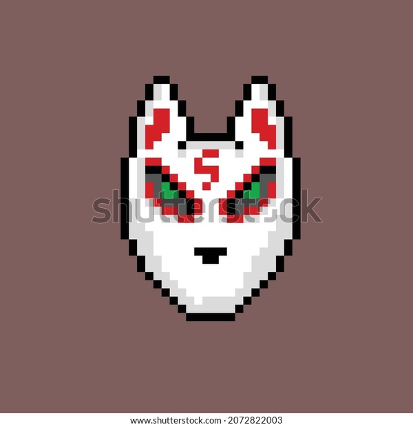 Kitsune Mask Pixel Art Style Stock Vector (Royalty Free) 2072822003