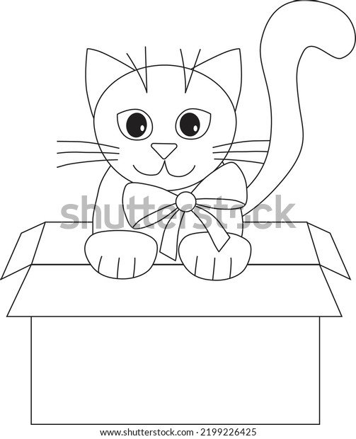 Kitten Bow Box Childrens Coloring Book Stock Vector (Royalty Free ...