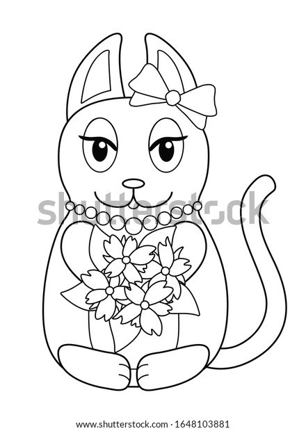 Kitty Cartoon Style Vector Linear Picture Stock Vector (Royalty Free ...