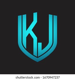 Kj Logo Monogram Emblem Shield Design Stock Vector (Royalty Free ...