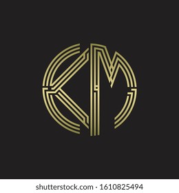 Mk Logo Monogram Triple Ribbon Style: vector de stock (libre de ...