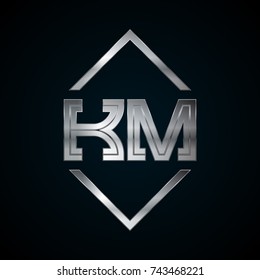 Km Monogram Metal Logo Silver Logo: vector de stock (libre de regalías ...