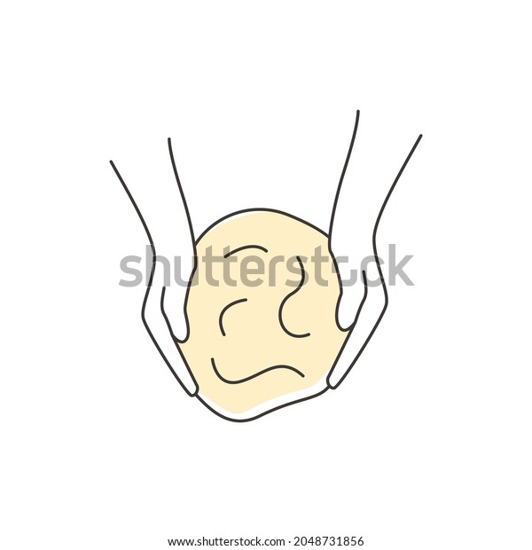 Kneading Dough Outline Icon Hands Batter Stock Vector (Royalty Free ...
