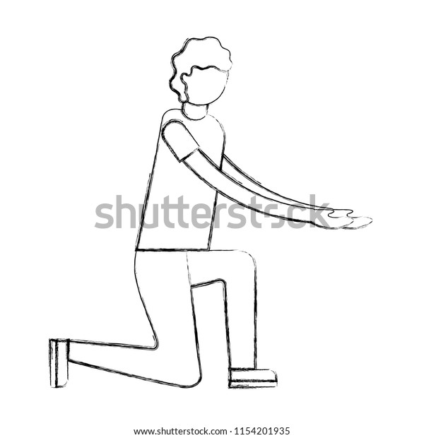 Knee Man Gesture Character Avatar Stock Vector (Royalty Free ...